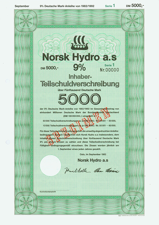 Norsk Hydro a.s - Scriposale - Marketplace for Scripophily collectors